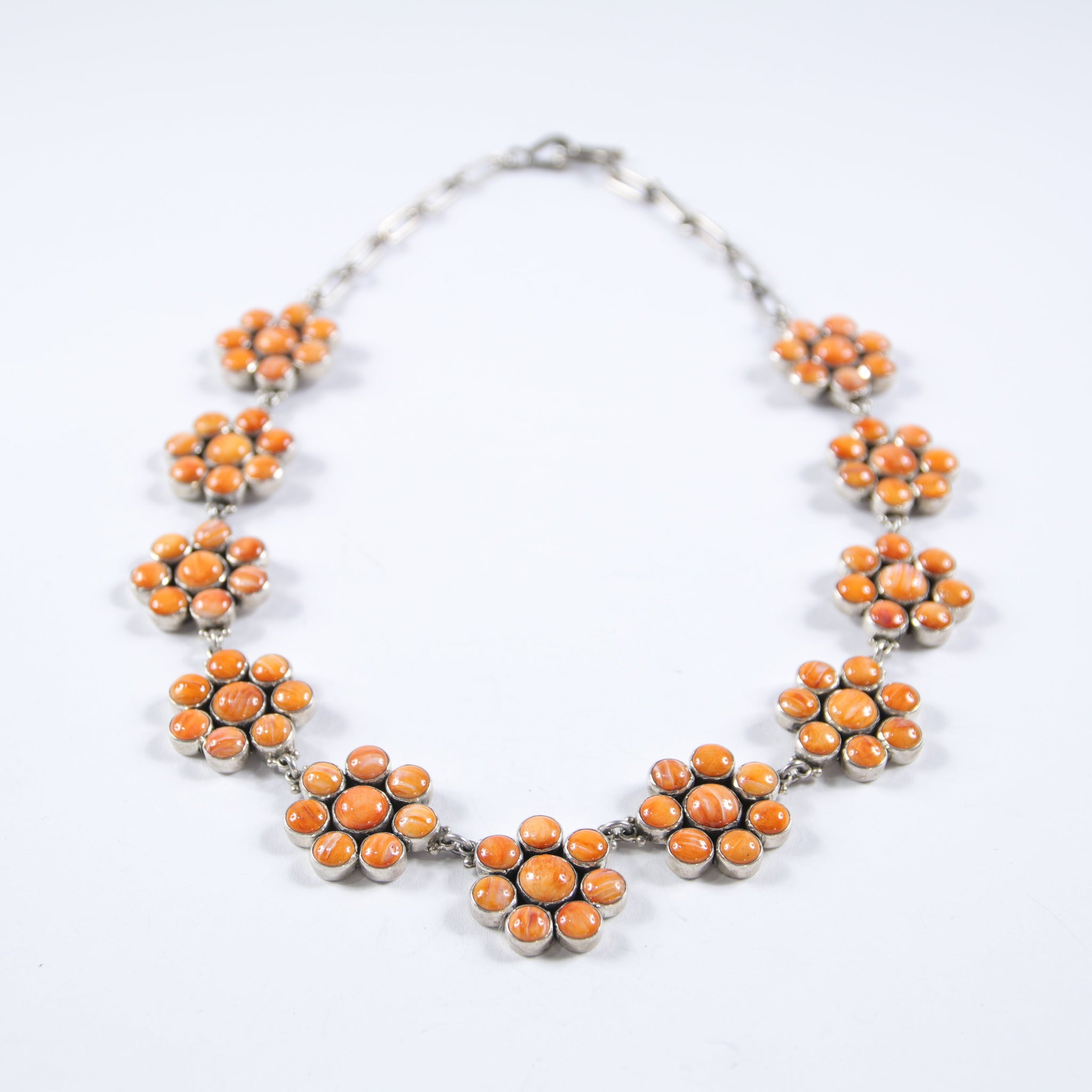 Orange Spiny Oyster Shell Flower Necklace